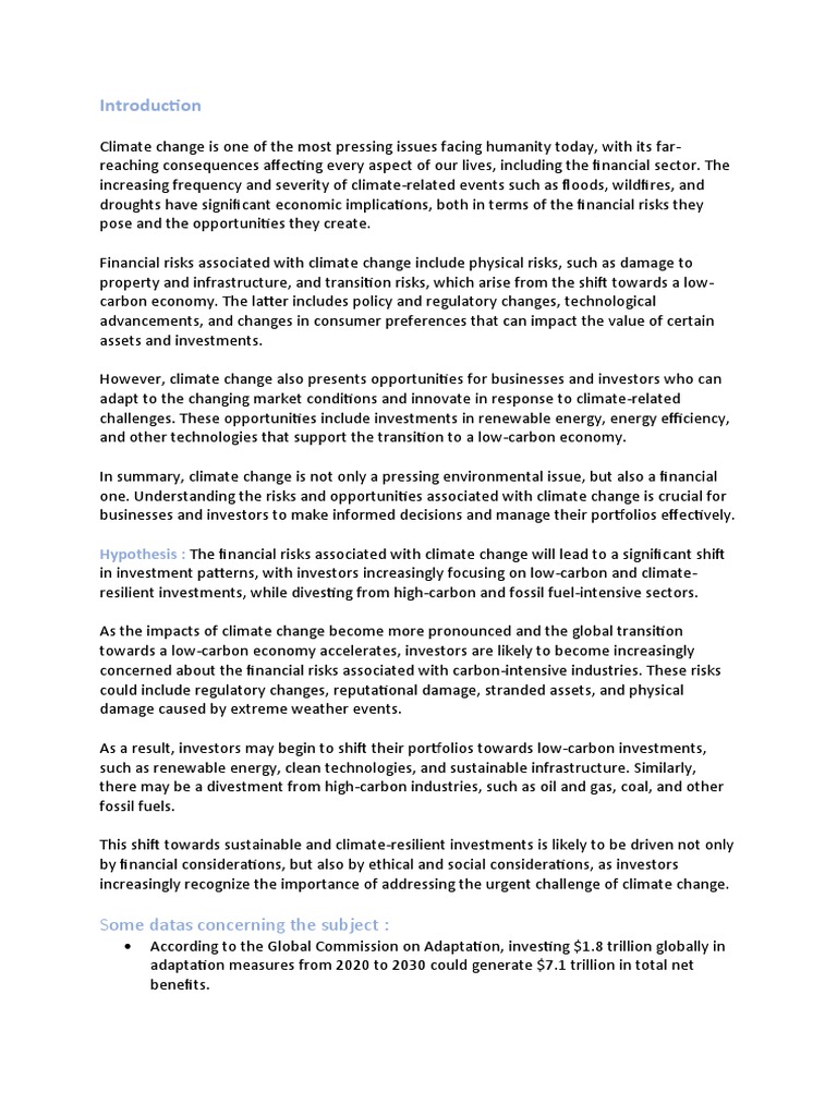 Climate Change and It Impact On Economy | PDF | Climate Change | Low ...