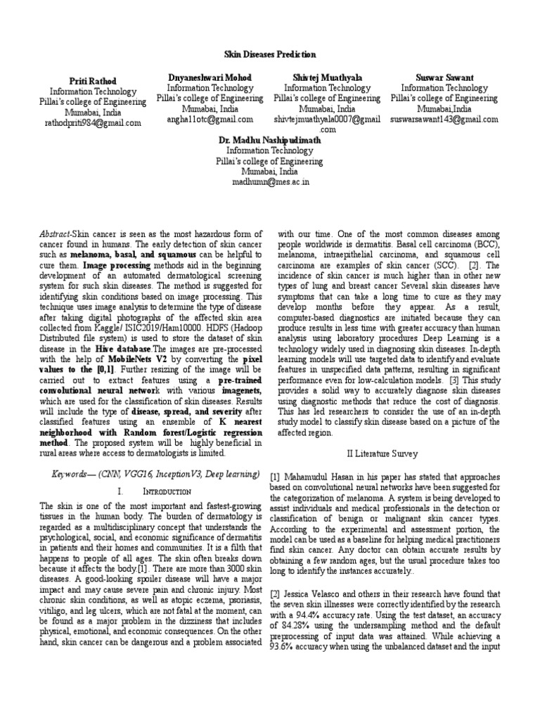 Automated Skin Disease Prediction Using Deep Learning Techniques Pdf Machine Learning Deep