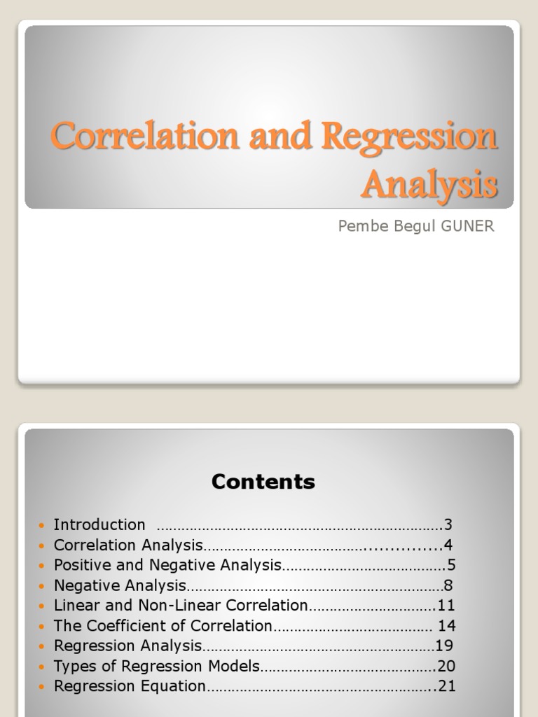 Correlation and Regression Analysis: Pembe Begul GUNER | PDF | Regression Analysis | Linear ...