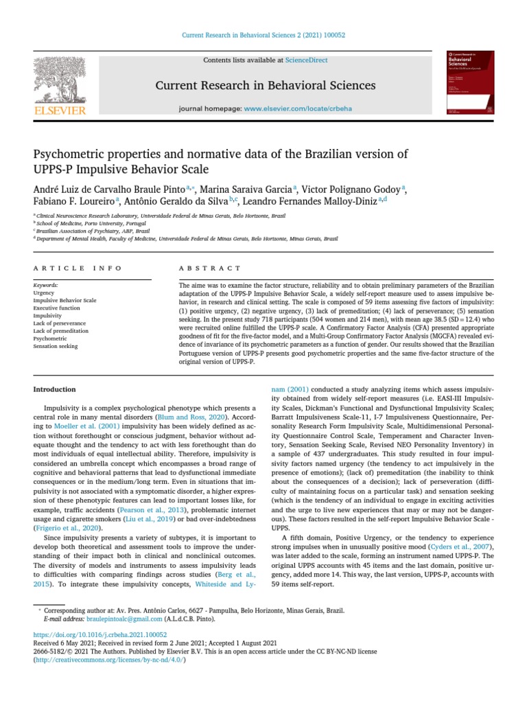 2021 - Psychometric Properties and Normative Data of The Brazilian ...