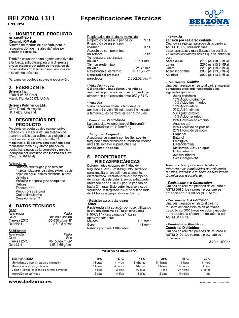 1311 Especificaciones Tecnicas Pdf Agua Acero