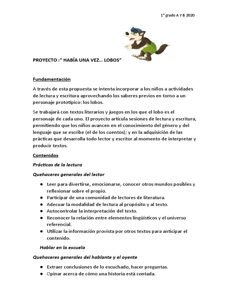 Proyecto Escolar: Cuentos de Lobos | PDF | Escritores