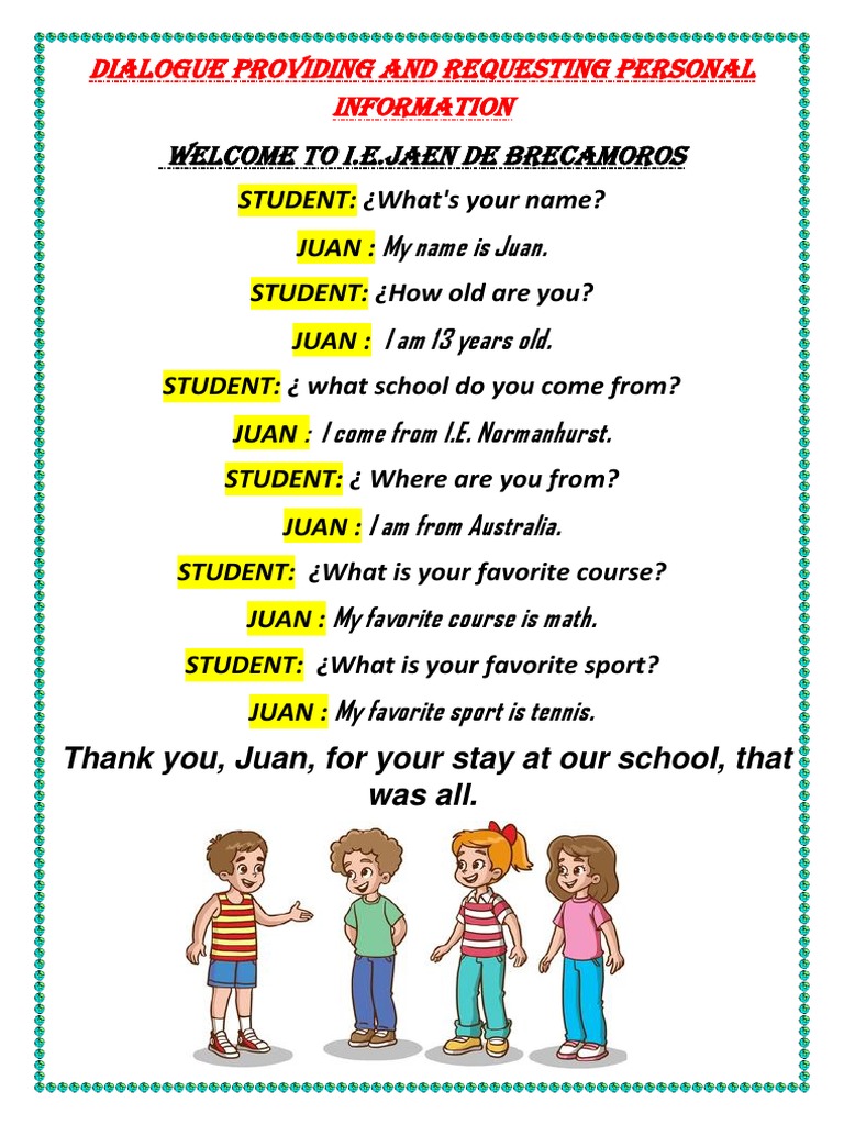 Dialogue Providing and Requesting Personal Information | PDF