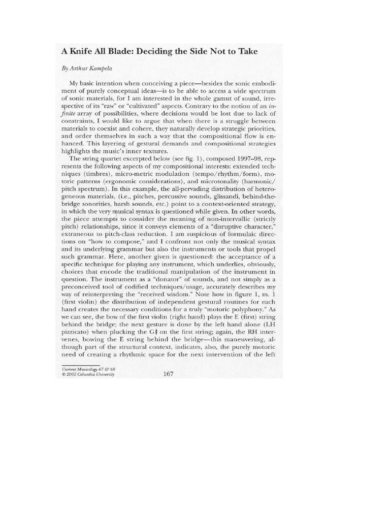 Arthur Kampela - A Knife All Blade - Deciding The Side Not To Take ...