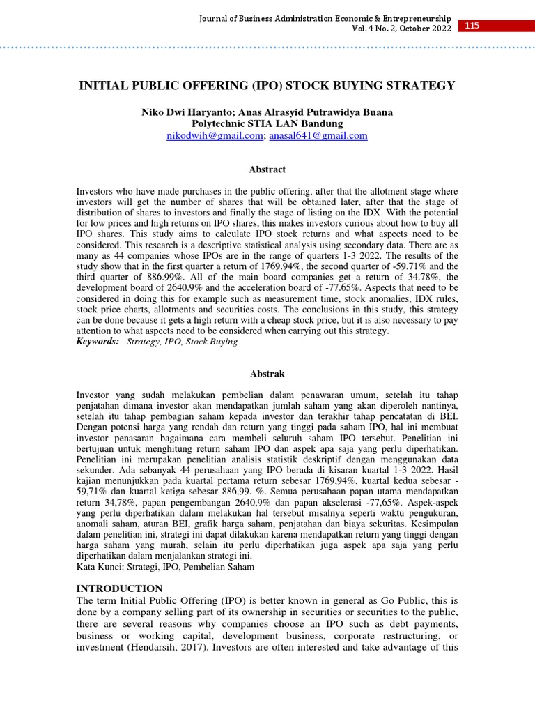 Initial Public Offering (Ipo) Stock Buying Strategy | PDF | Initial ...