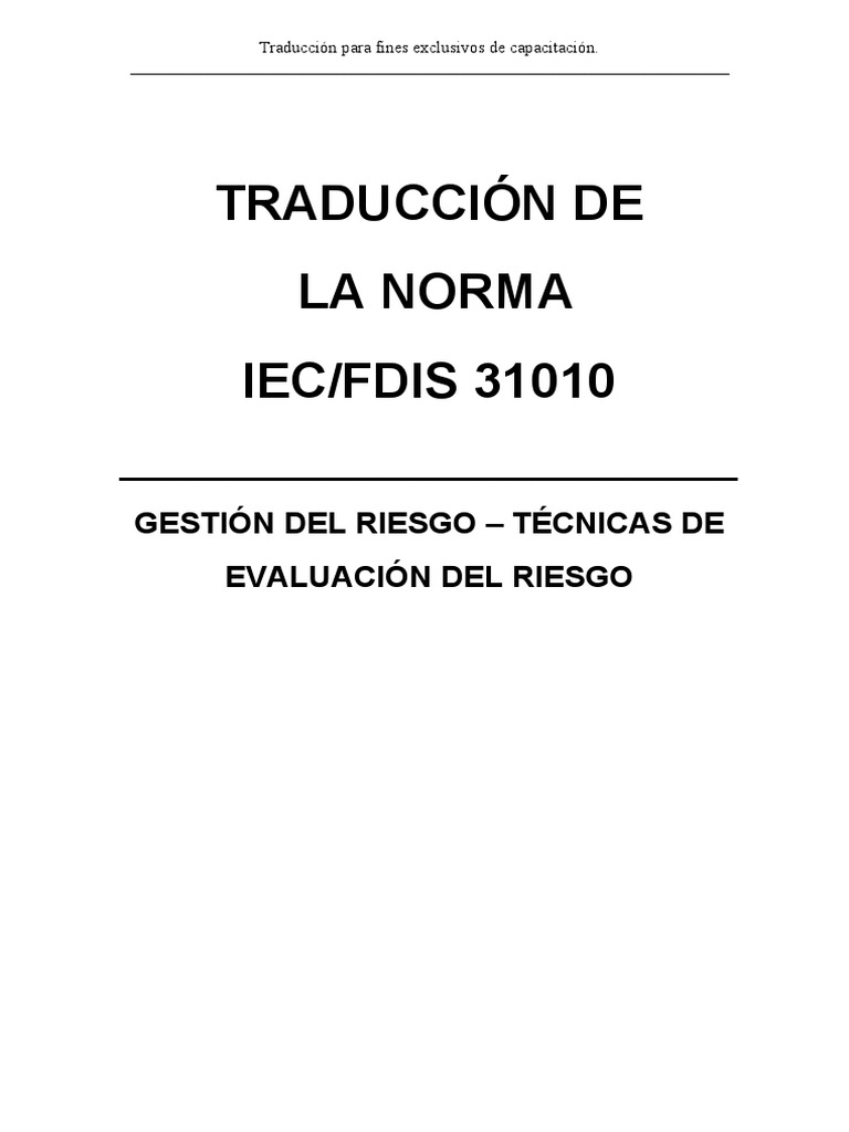 Traducción ISO 31010 | PDF | Evaluación | Evaluación de riesgos