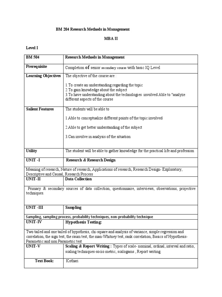 Research Methods in Management: An Overview of the Key Concepts ...