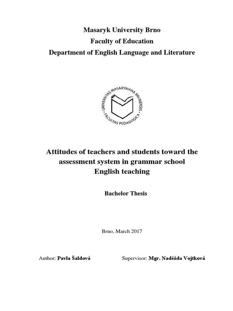 Bachelor - Thesis - Pavla - Saldova bh3 | PDF | Educational Assessment ...