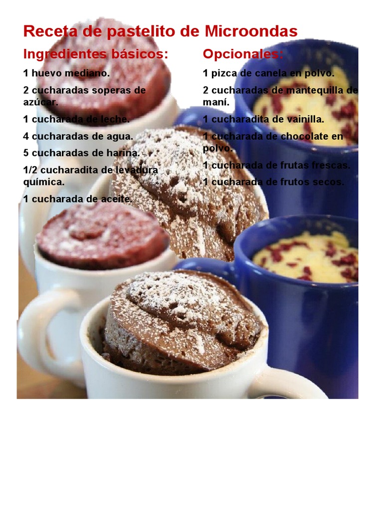 Receta de Pastelito de Microondas | PDF