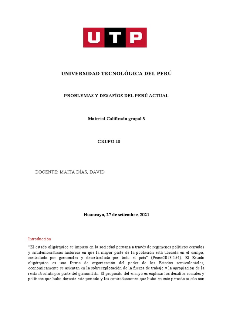 MC 3 Word | PDF | Oligarquía | Perú