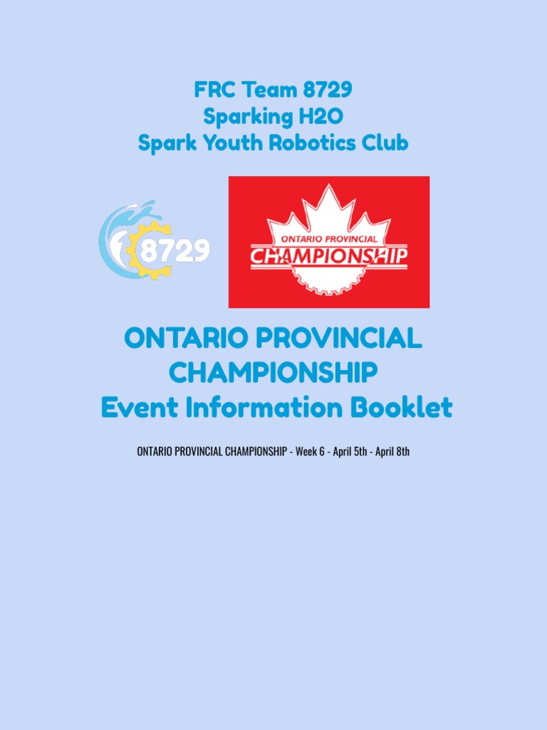 Ontario Provincial Championship Event Information Booklet: FRC Team ...