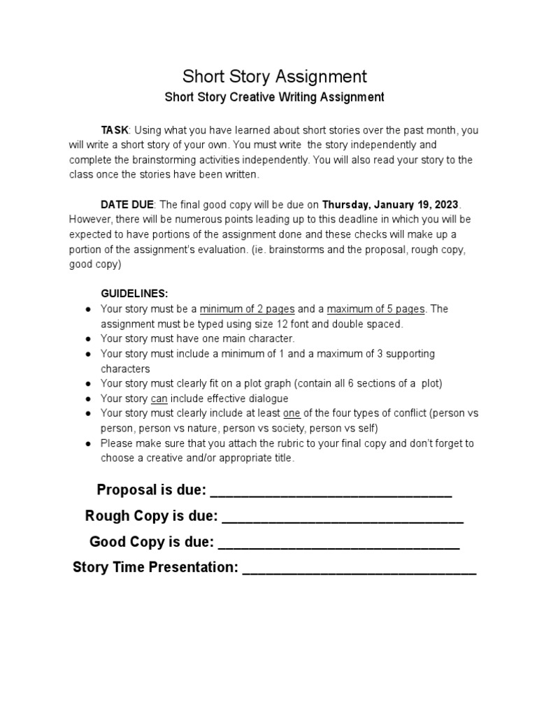 Short Story Assignment | PDF | Plot (Narrative) | Cognitive Science Short Story Assignment | PDF | Plot (Narrative) | Cognitive Science
