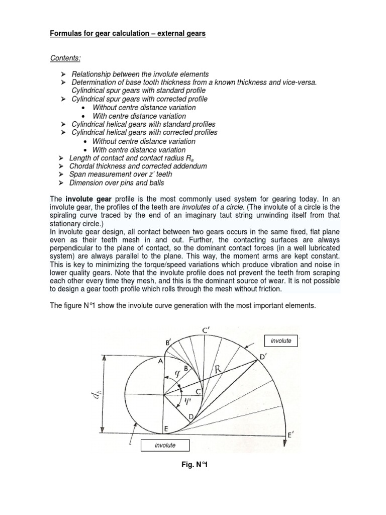 Formulas For Gear Calculation - External Gears | PDF | Gear | Geometry