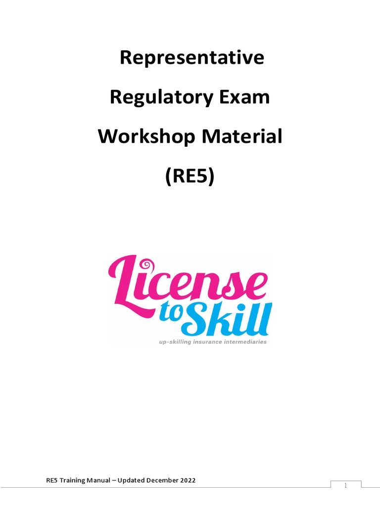 Representative Regulatory Exam Workshop Material (RE5) : RE5 Training ...