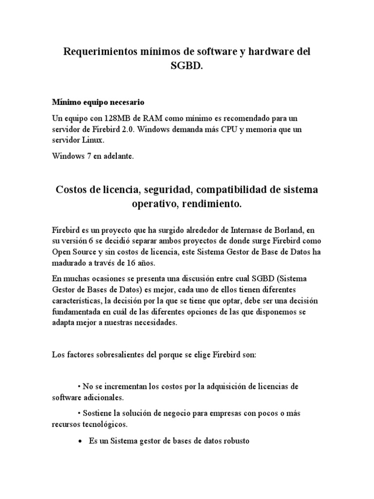 Firebird | PDF | Bases de datos | Servidor (Computación)