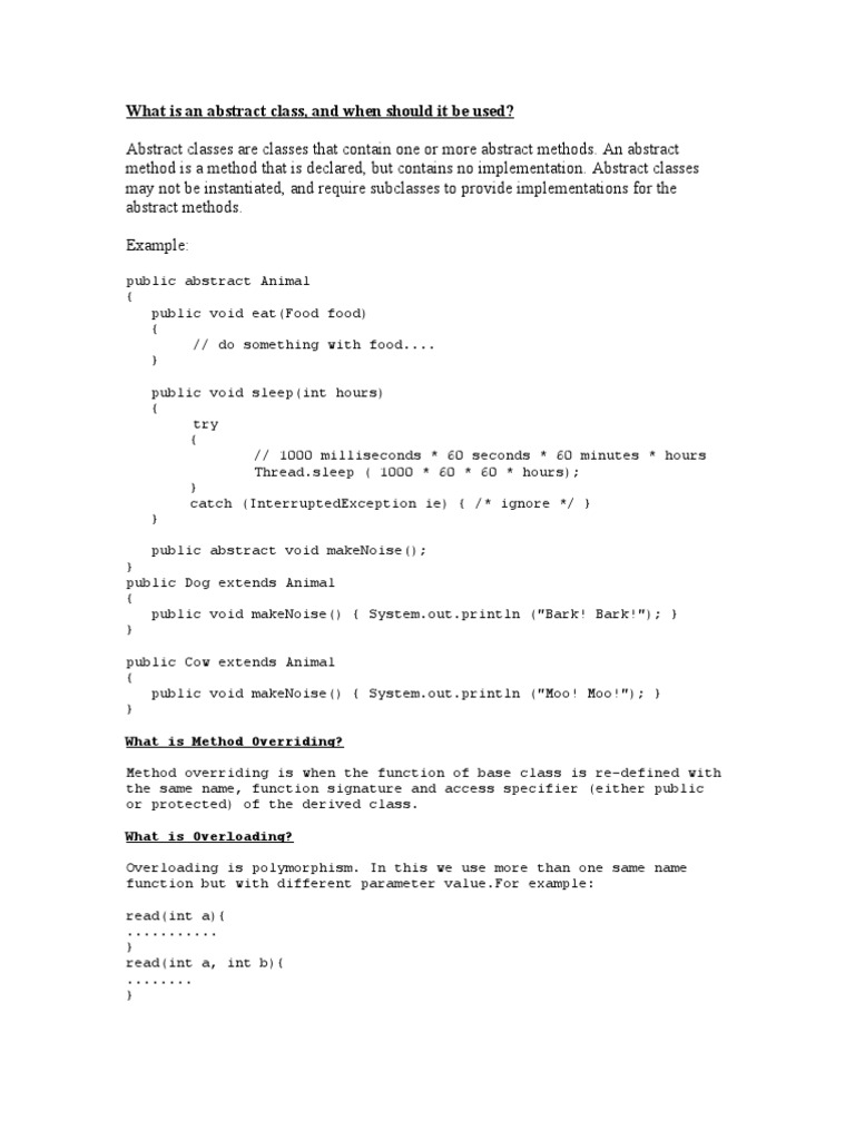 What Is An Abstract Class And When Should It Be Used Pdf Inheritance Object Oriented
