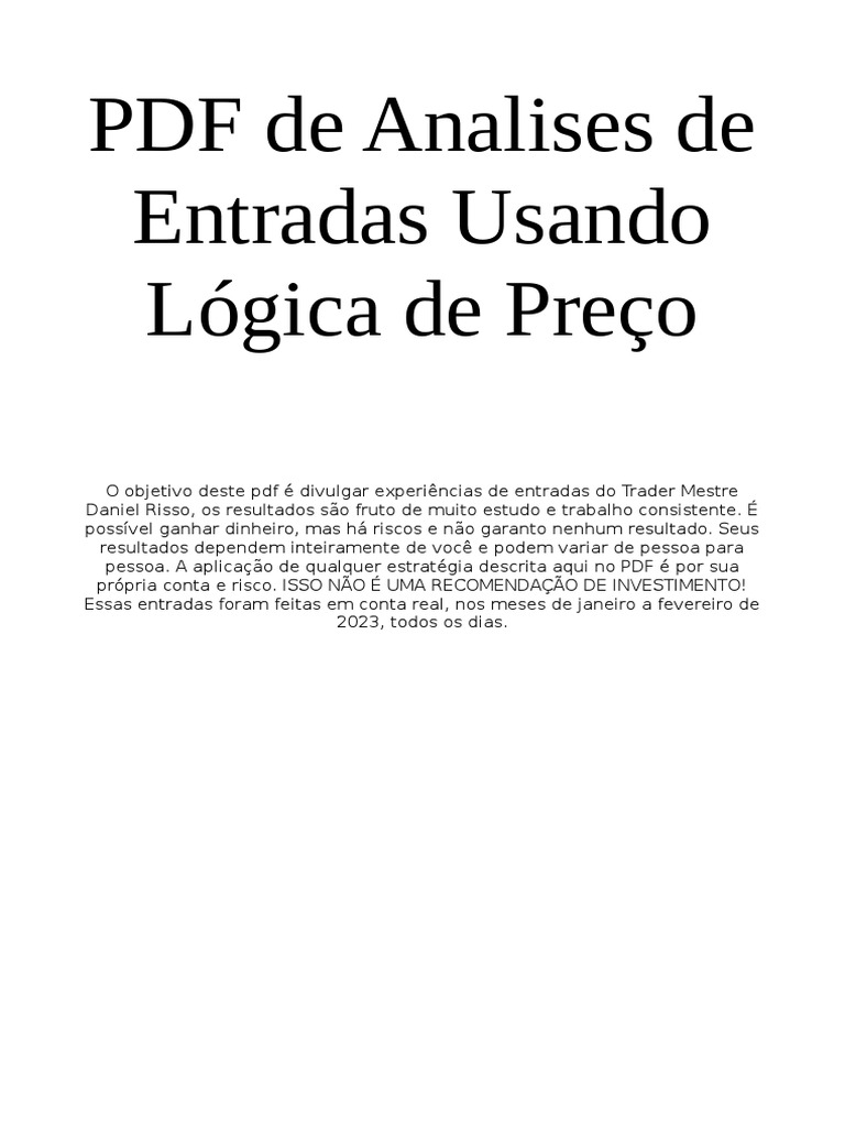 Analises de Entradas Lógica de Preço de Daniel Risso | PDF