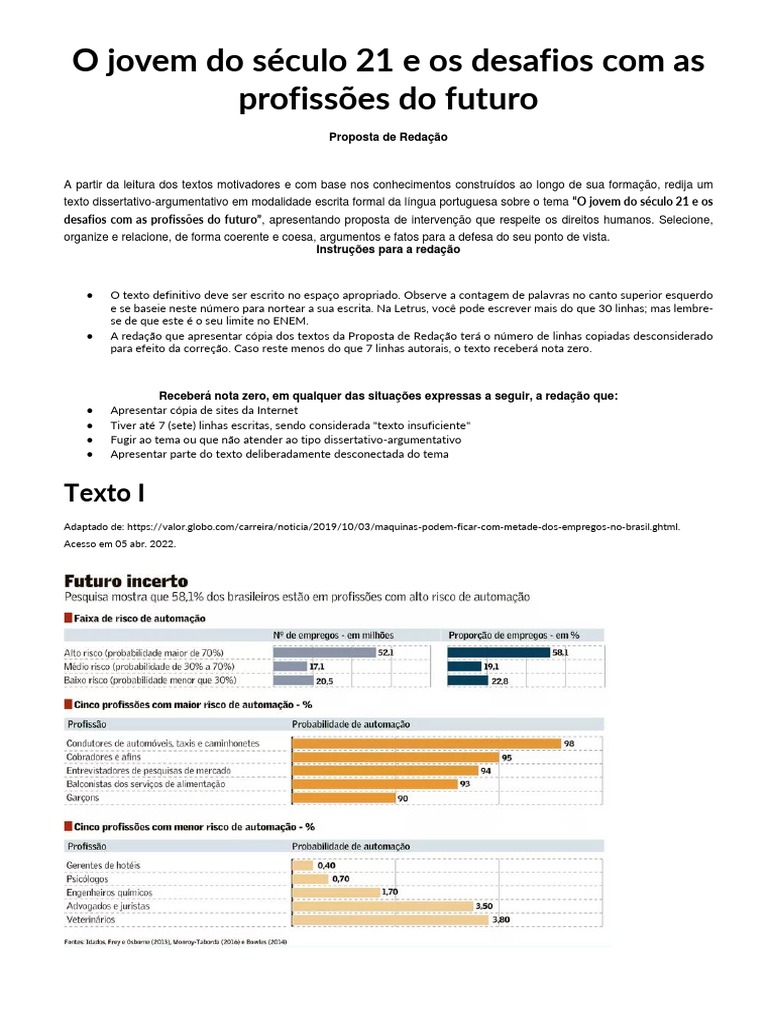 O Jovem Do Século 21 e Os Desafios Com As Profissões Do Futuro | PDF