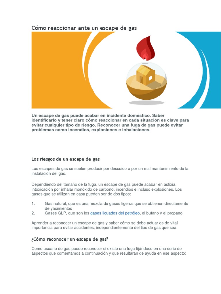 Cómo Reaccionar Ante Un Escape de Gas | PDF | Gas natural | Gases