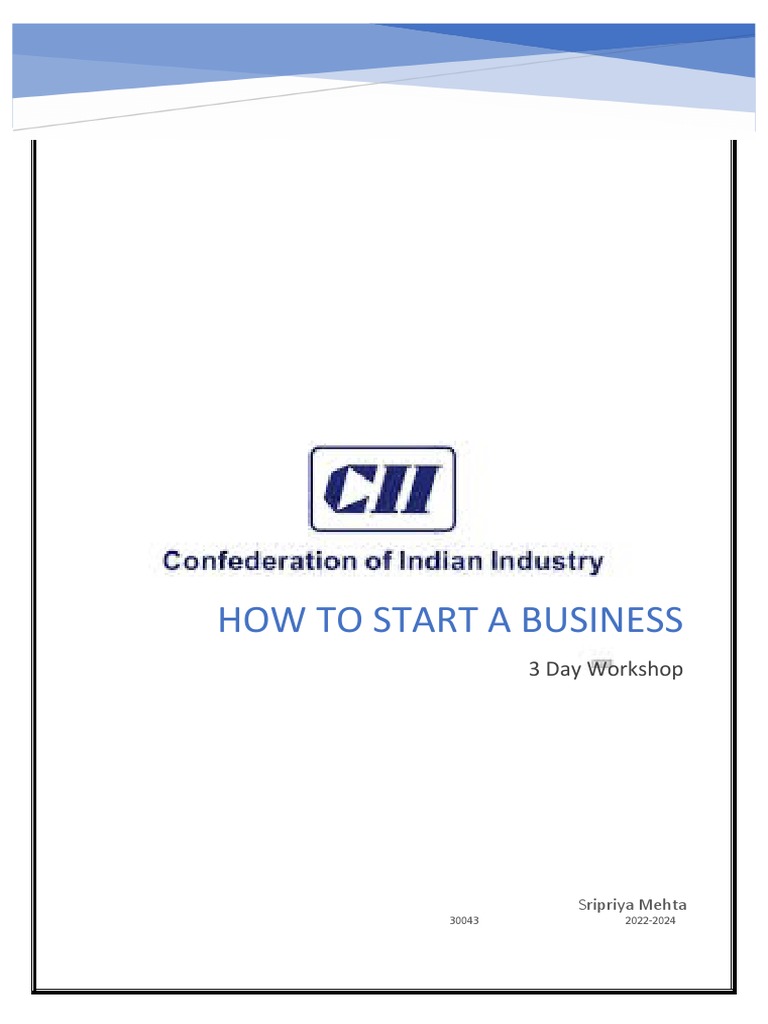 Report Of Cii Workshop On Starting A Business In India 30043 Pdf