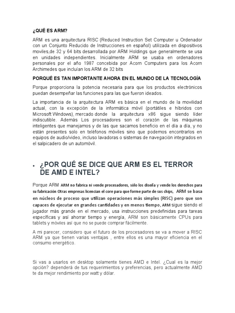 Introducción a la arquitectura ARM | PDF | Microprocesador | Intel