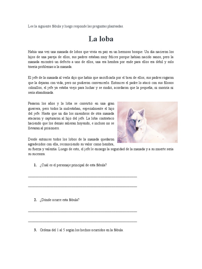 Comprensión Fábula Pdf
