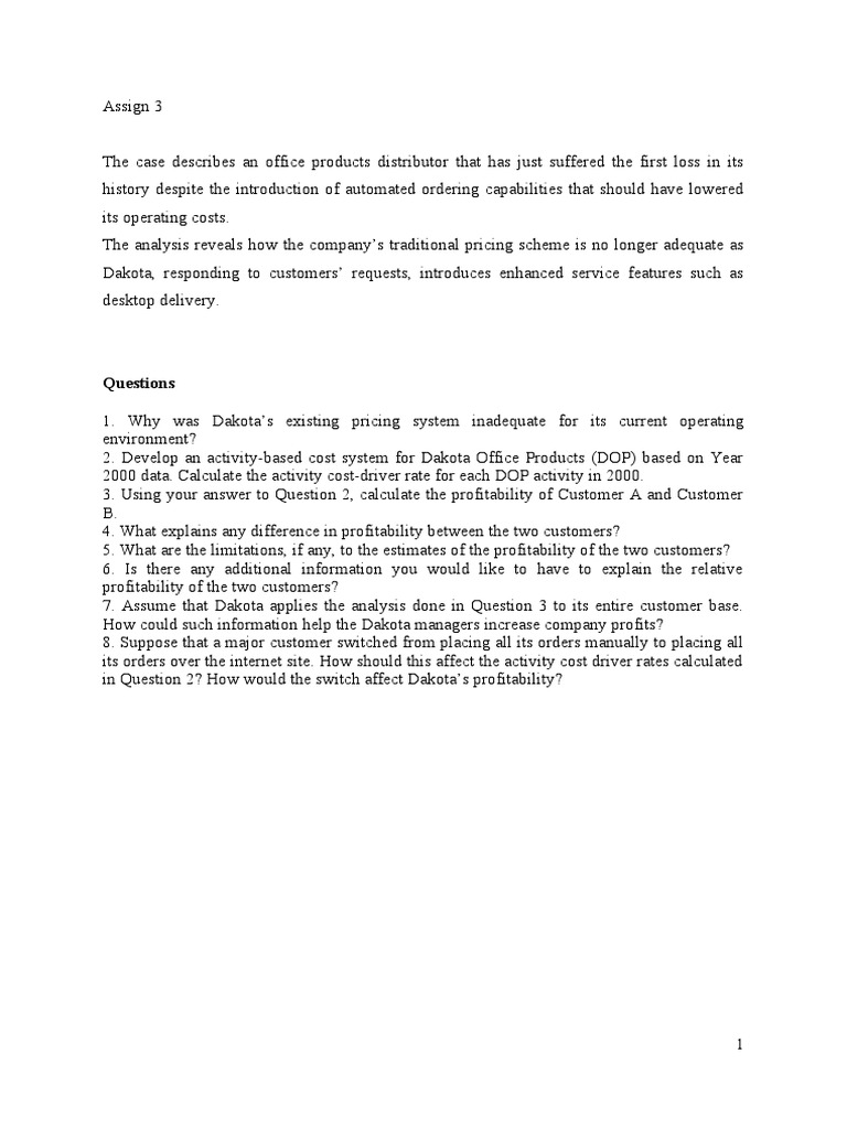 Assign 3 - Dakota Case Questions | PDF