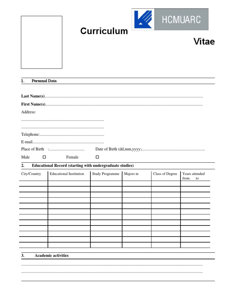 Personal Data for CV Submission | PDF
