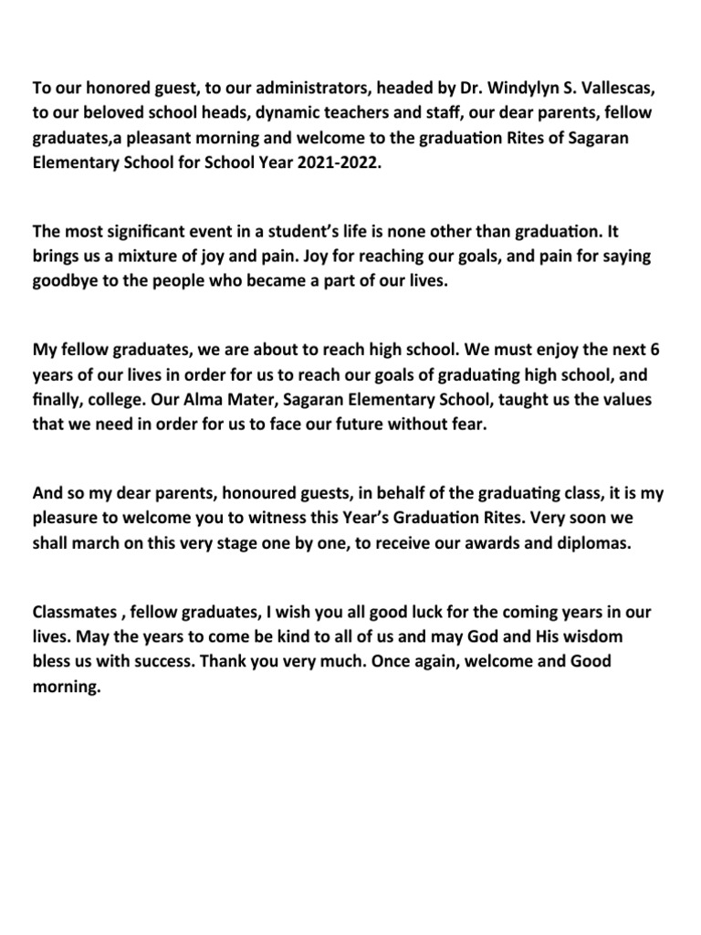 Grad Speech | PDF
