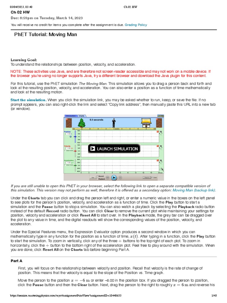 CH 02 HW | PDF | Velocity | Acceleration