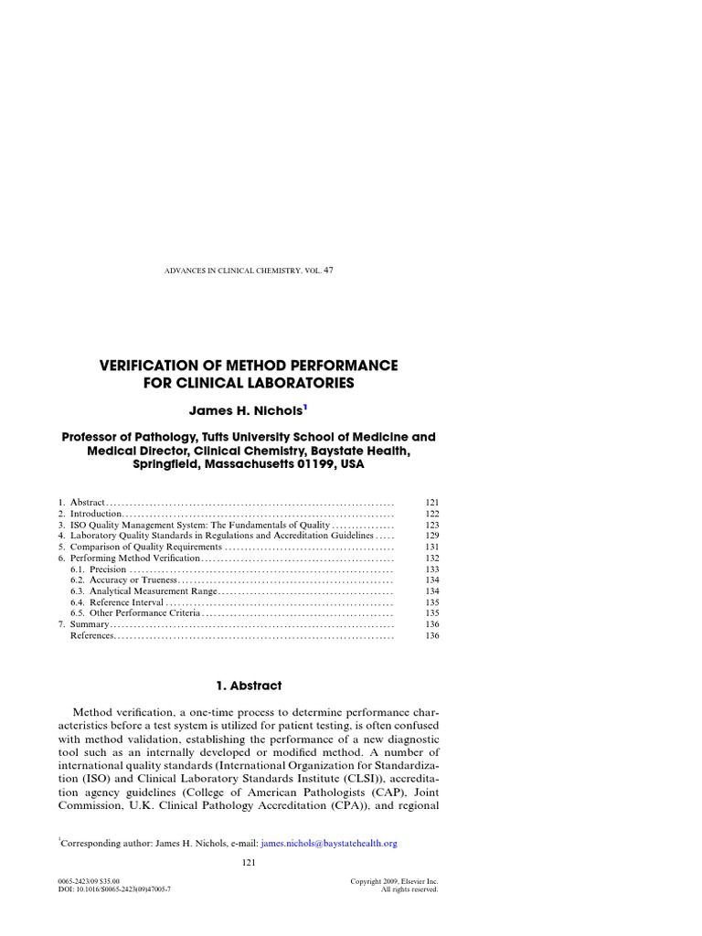 Verification of Method Performance For Clinical Laboratories | PDF ...