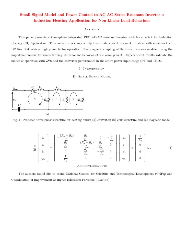 Modeling and Analysis of a Three-Phase Integrated Power Factor Correction Resonant Inverter for ...