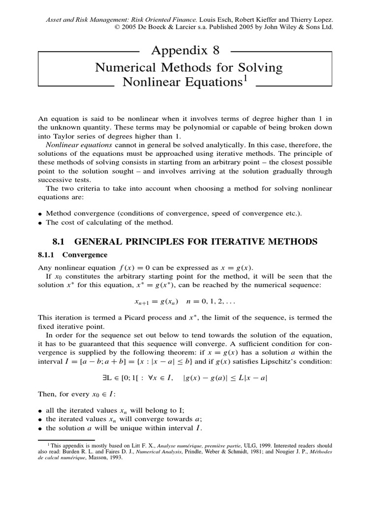 Numerical Methods For Solving Nonlinear Equations1 Pdf Limit Mathematics Equations