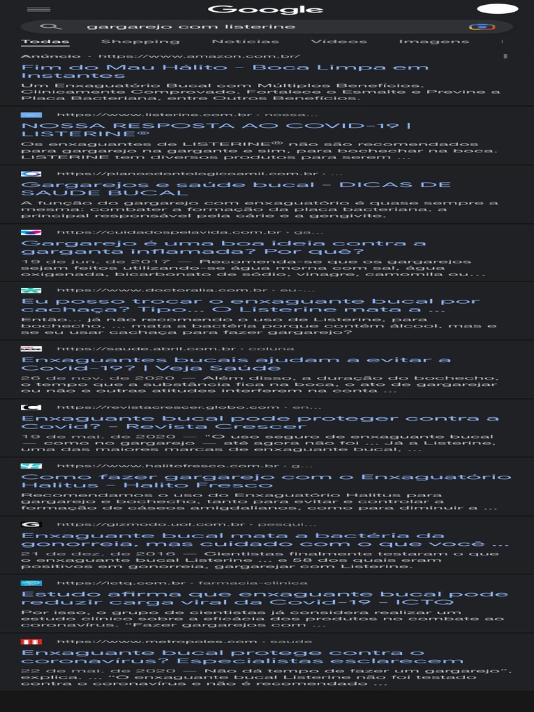 Benefícios e riscos do uso de enxaguantes bucais para gargarejo | PDF ...