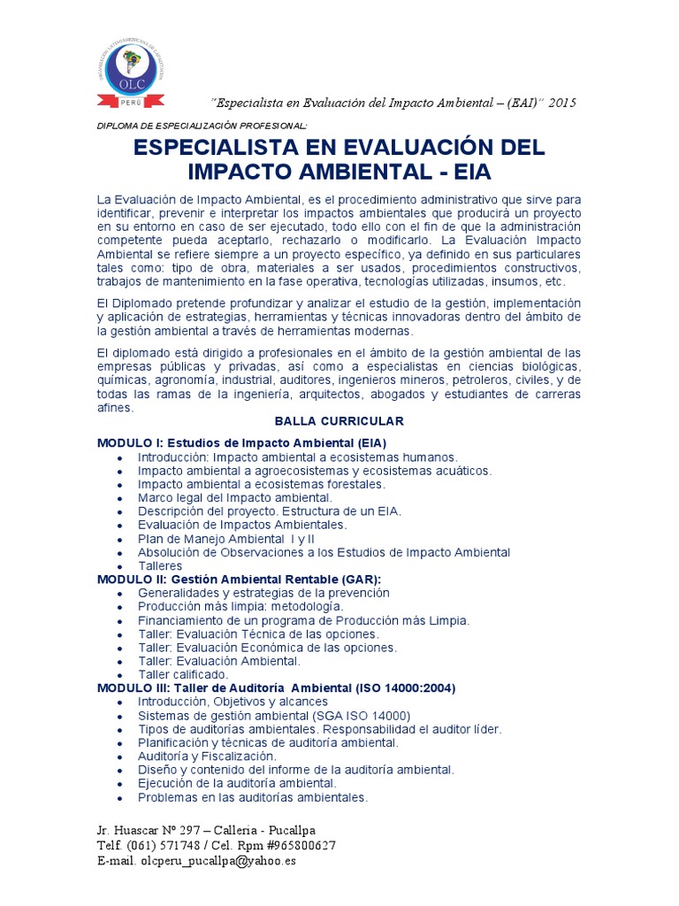 Eia Pucallpa | PDF | Evaluación de impacto ambiental | Entorno natural