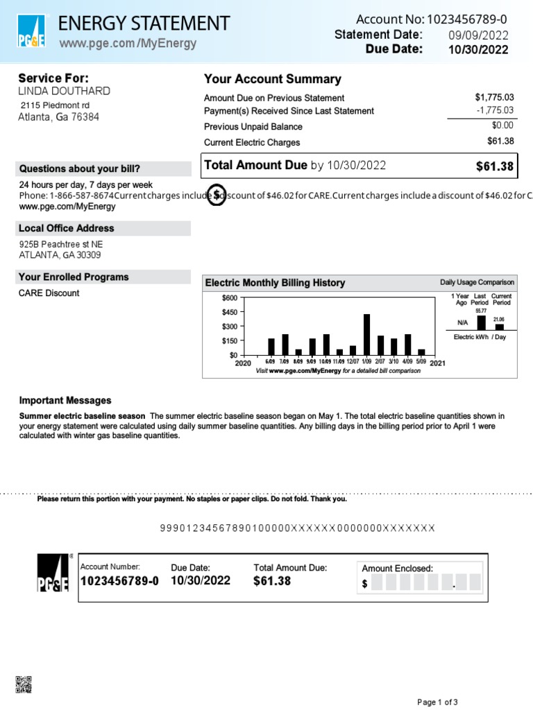 Energy Utility Bill | PDF | Pacific Gas And Electric Company | Payments