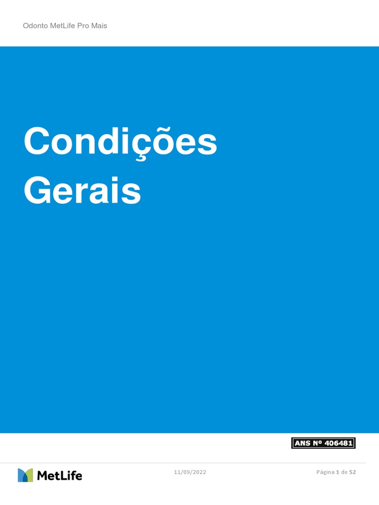 CG - Odonto MetLife Pro Mais - 09 - 11 - 22 | PDF | Odontologia ...