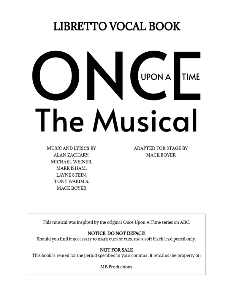Once Upon A Time The Musical Libretto Vocal Book | Download Free PDF ...