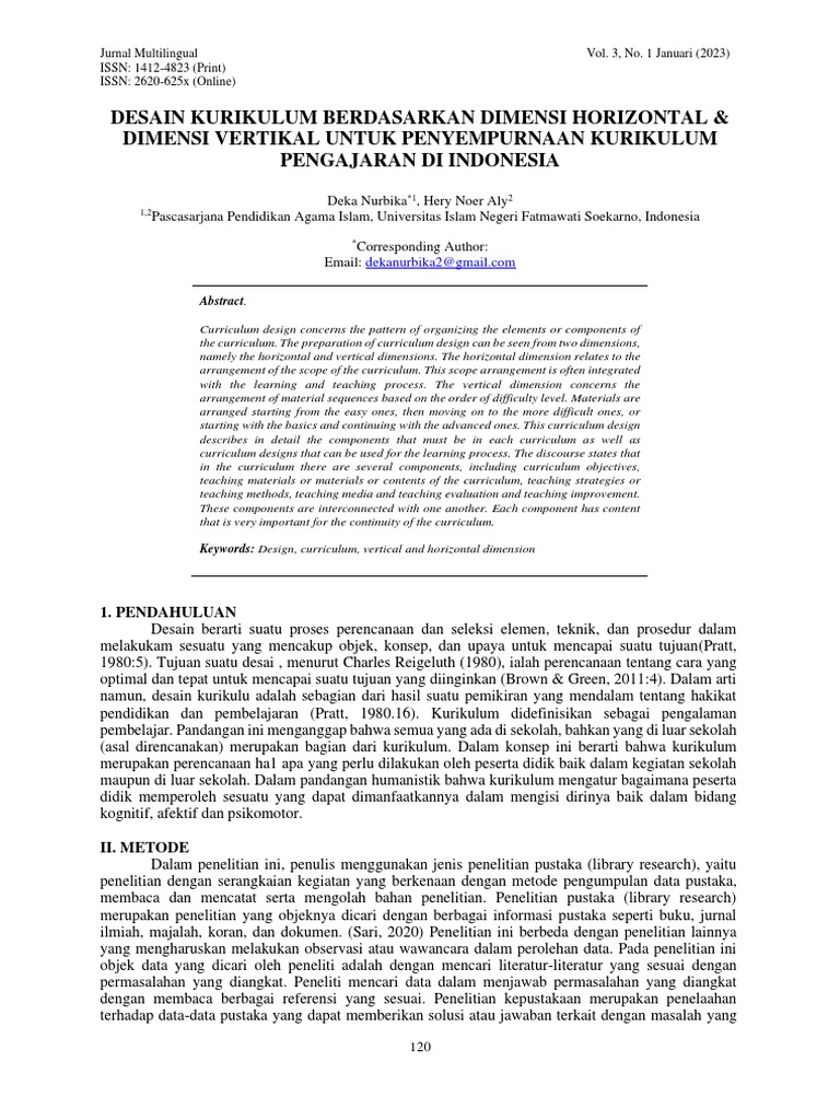 Desain Kurikulum: Dimensi Horizontal & Vertikal | PDF | Karier ...
