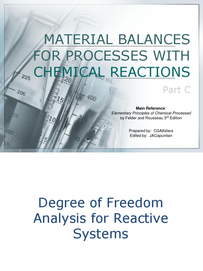 Material Balances For Processes With: Chemical Reactions | PDF | Mole ...