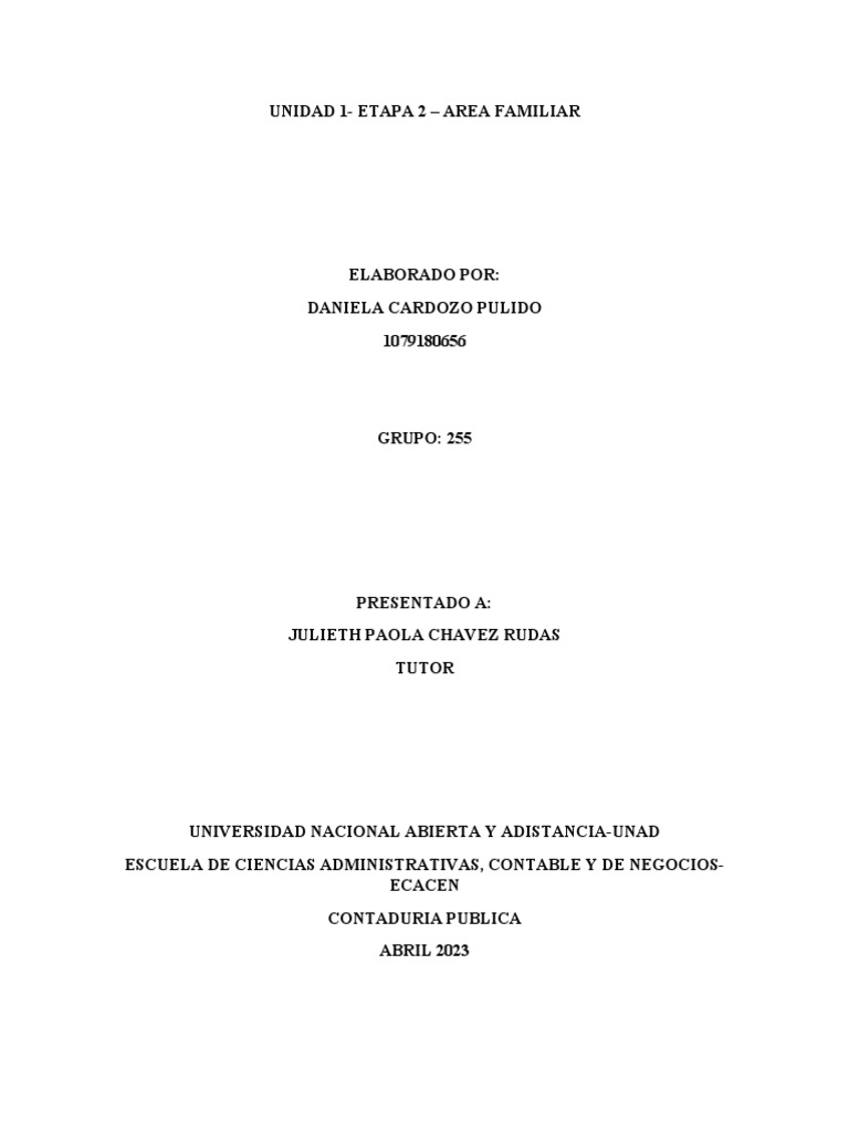 Unidad 1-Etapa2-Area Familiar Daniela Cardozo | PDF | Relaciones ...