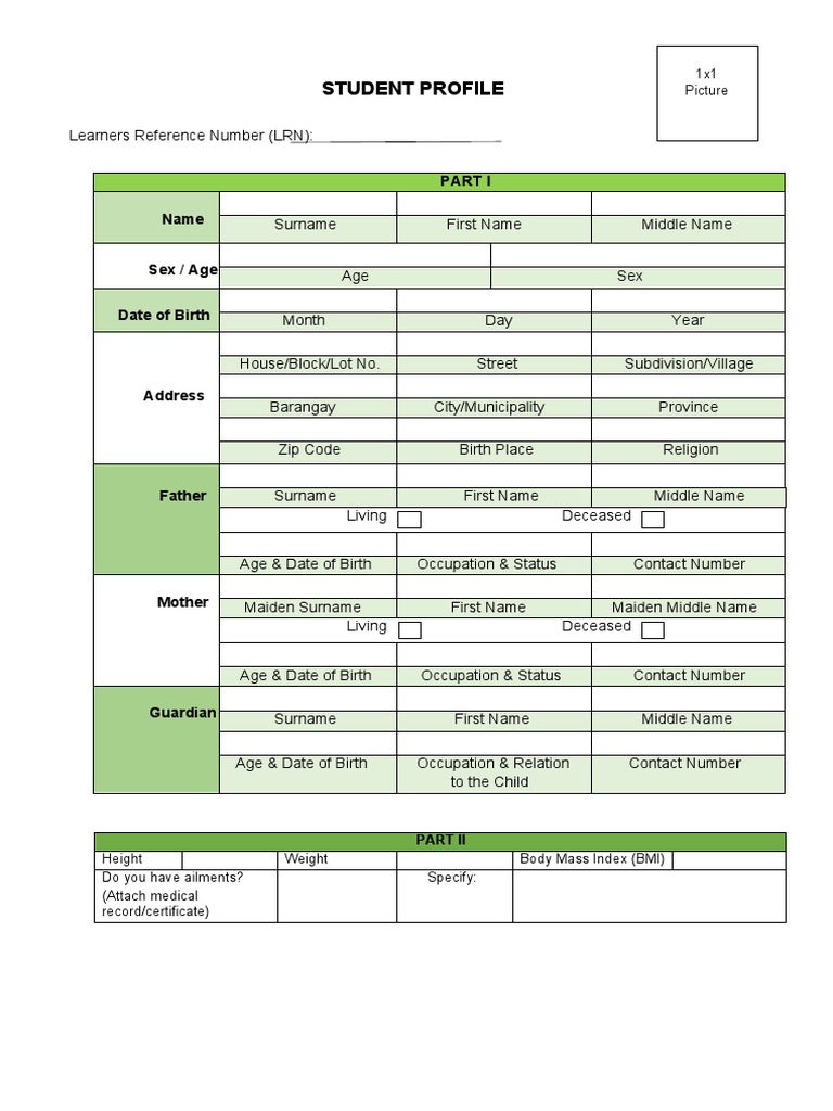 Student Profile Form | PDF