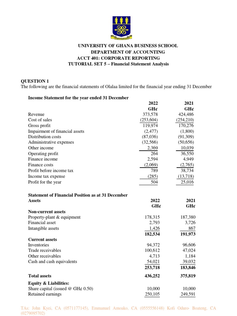 Acct 401 Tutorial Set Five | PDF | Revenue | Equity (Finance)