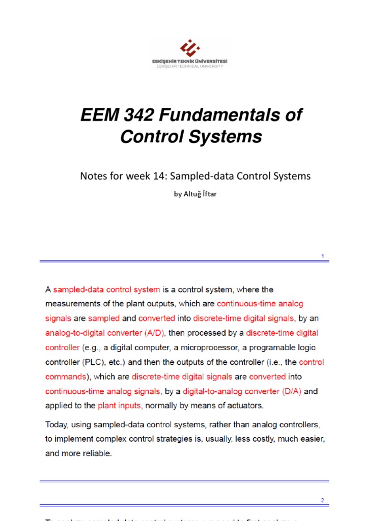 EEM 342 Week 14: Sampled-data Control | PDF