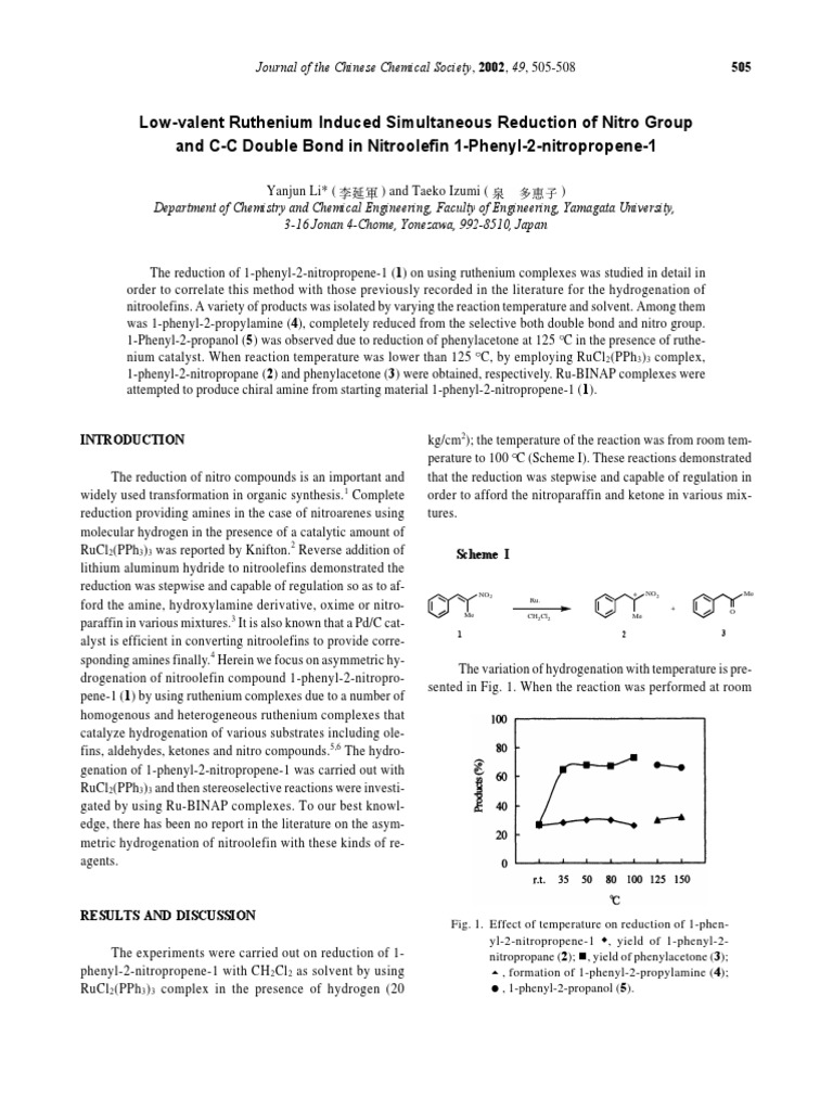 Low-Valent Ruthenium Induced Simultaneous Reduction of Nitro Group and ...