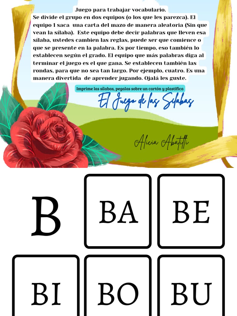 El Juego de Las SÍLABAS. REALIZADO POR ALICIA ABATILLI | PDF