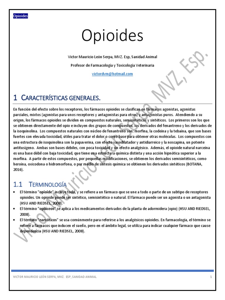 Opioides: Aracterísticas Generales | PDF | Opioide | Naloxona