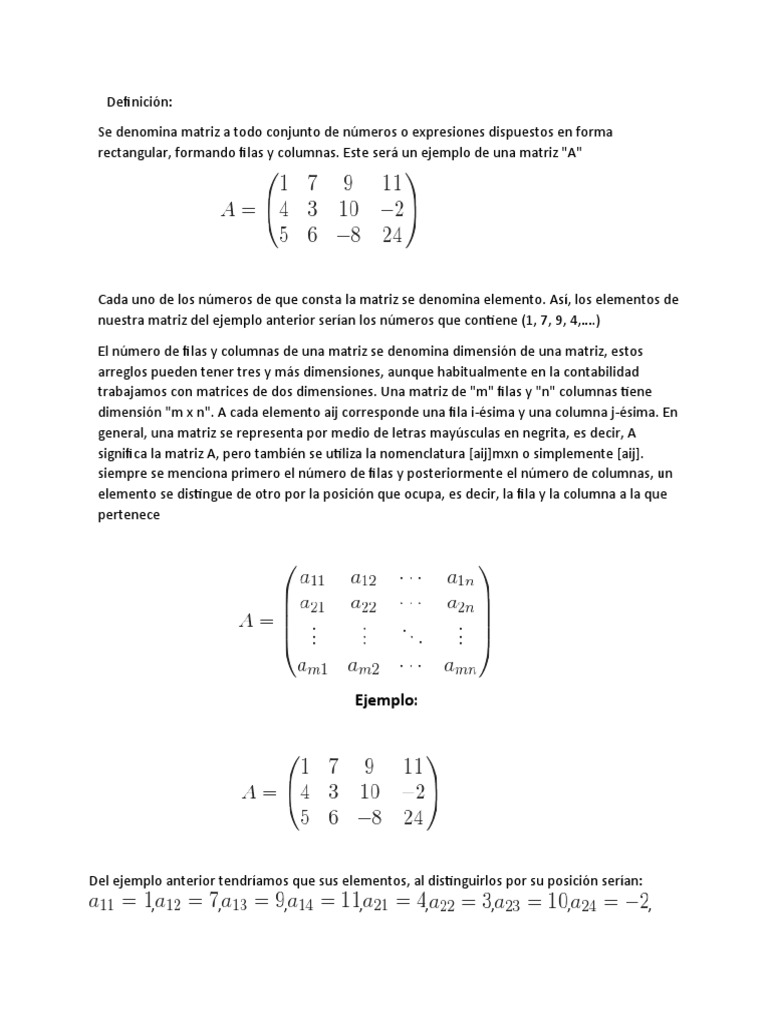Def Matrices Mate | PDF | Matriz (Matemáticas) | Multiplicación