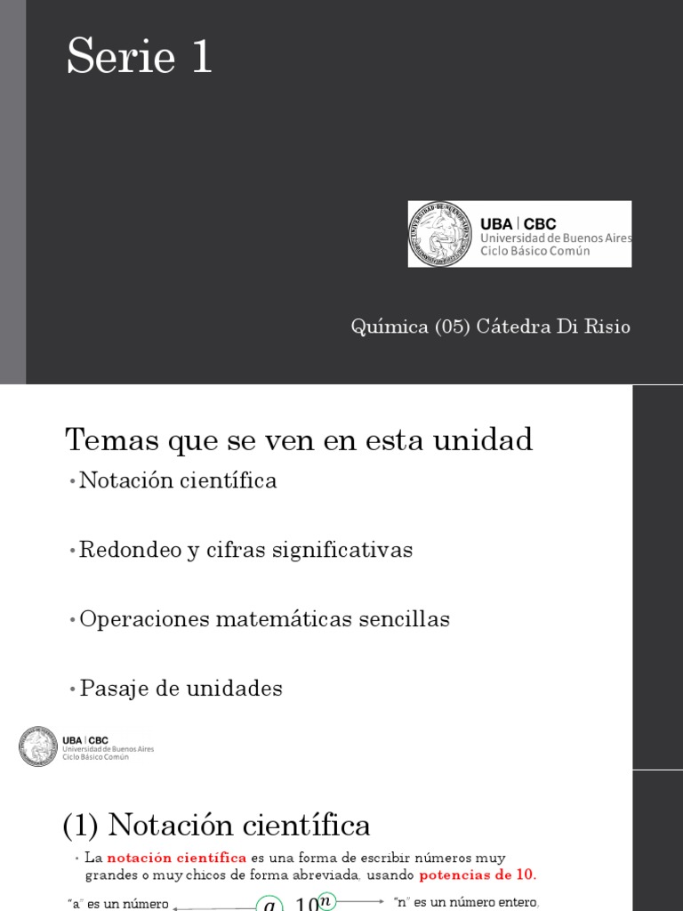 Serie 1: Química (05) Cátedra Di Risio | PDF | Exponenciación | Densidad