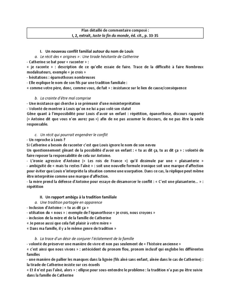 Plan Détaillé de Commentaire Composé | PDF | Classiques